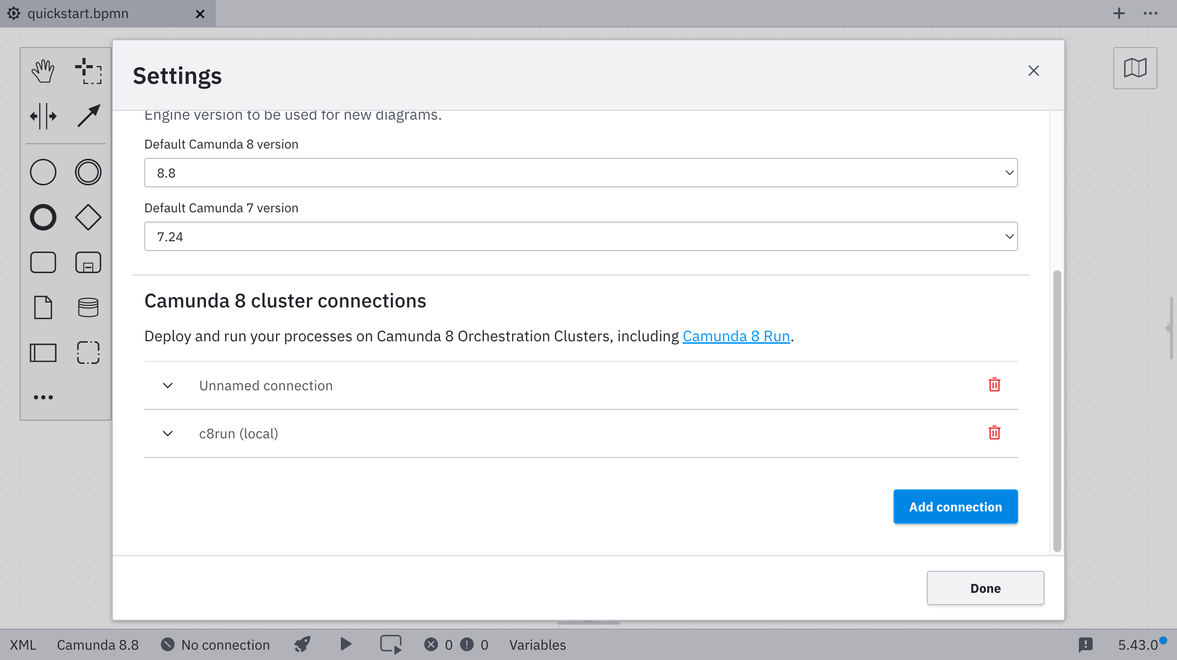 Set up a connection | Camunda 8 Docs